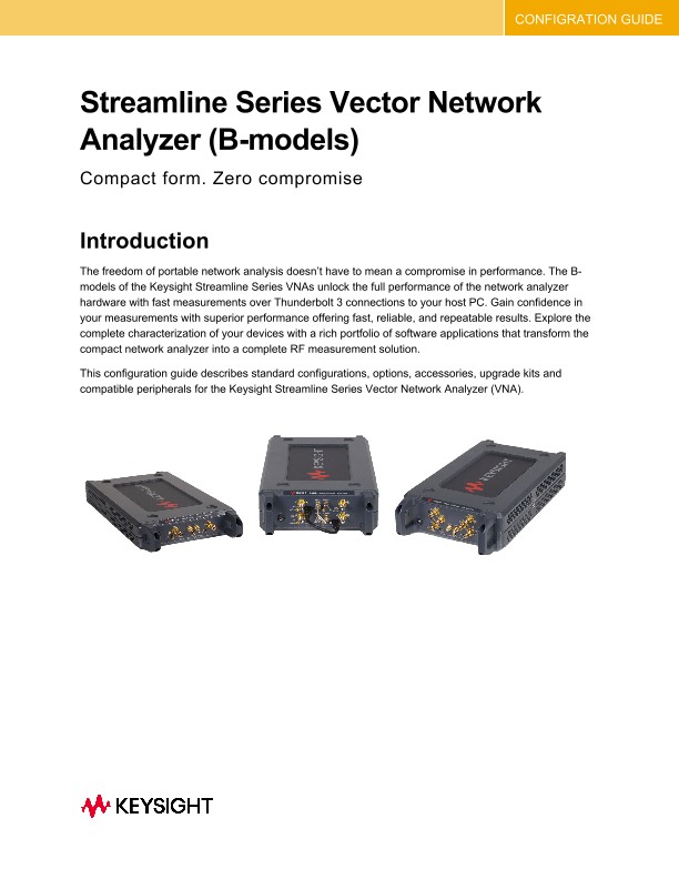 Keysight Streamline Series Vector Network Analyzer (B-models) PDF Asset Page | Keysight